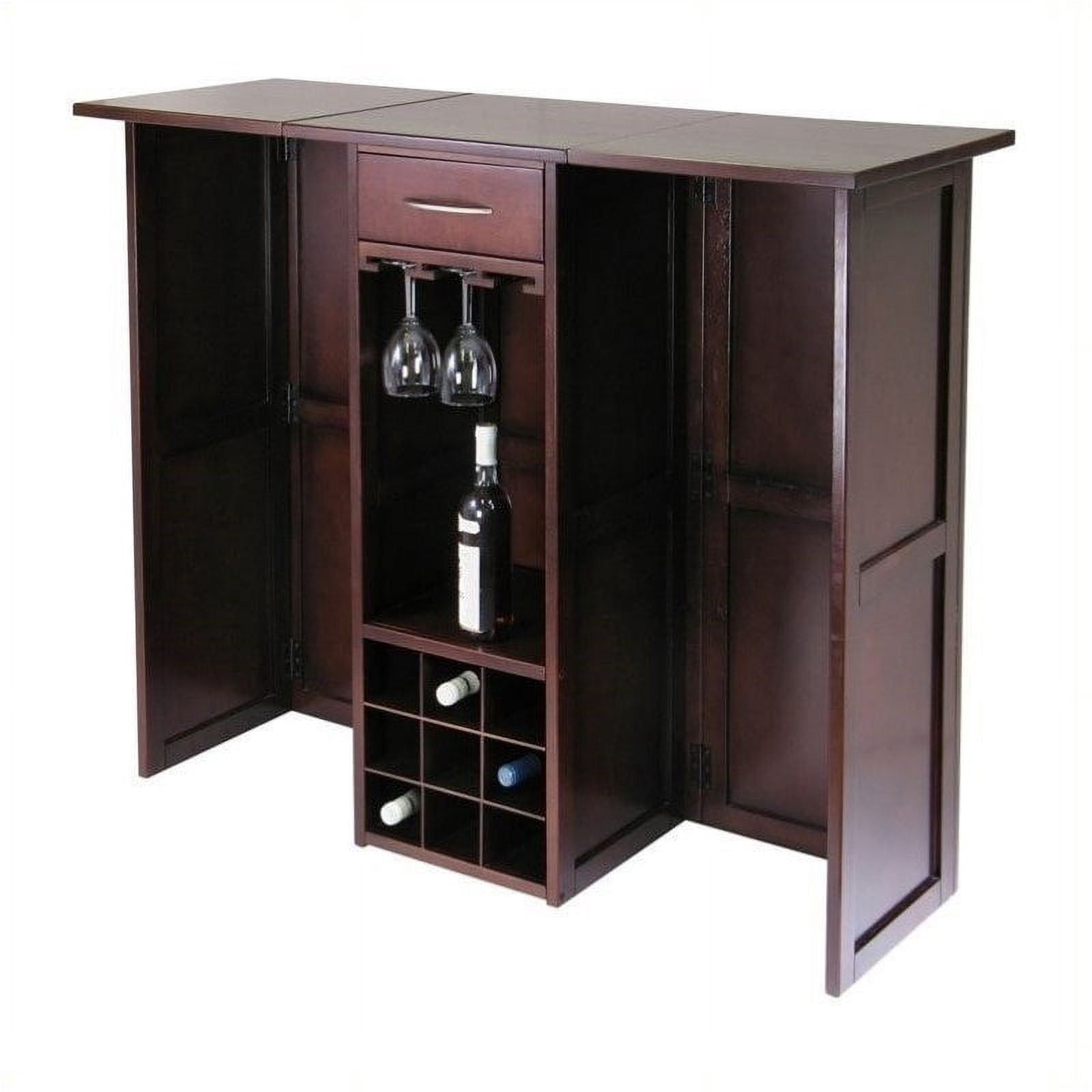 Pemberly Row Expandable Counter Home Wine Home Bar in Antique Walnut ...