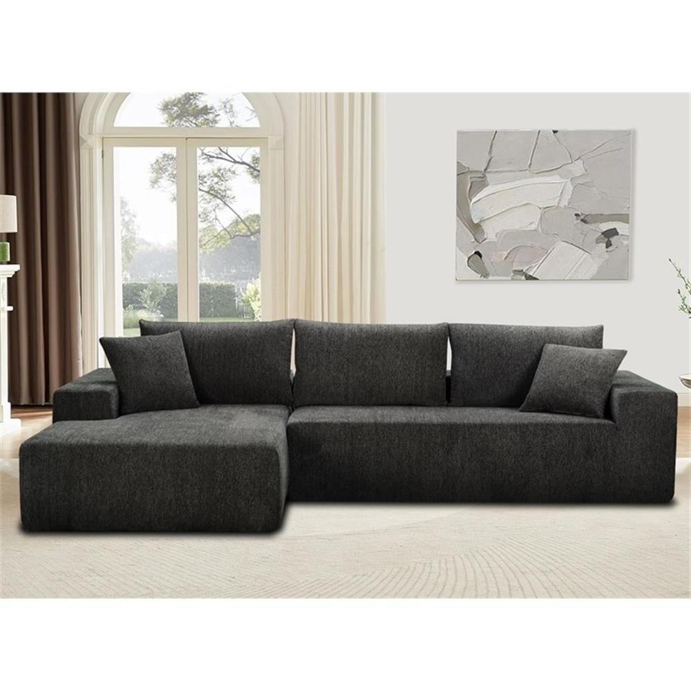 Pemberly Row Extra Large Couch Chenille 2 Piece Gray Sectional Sleeper ...