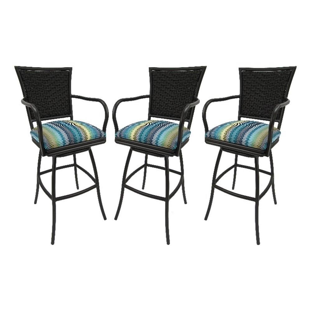 Pemberly Row Extra Tall 34" Bar Stool - Erin on Black Frame (Set of 3 ...