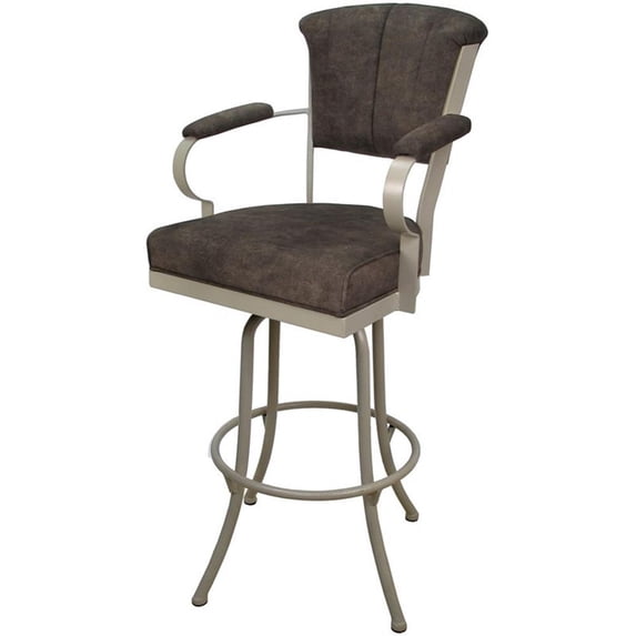 Pemberly Row Extra Tall 34" Metal Bar Stools in Outlier Ash Fabric ...