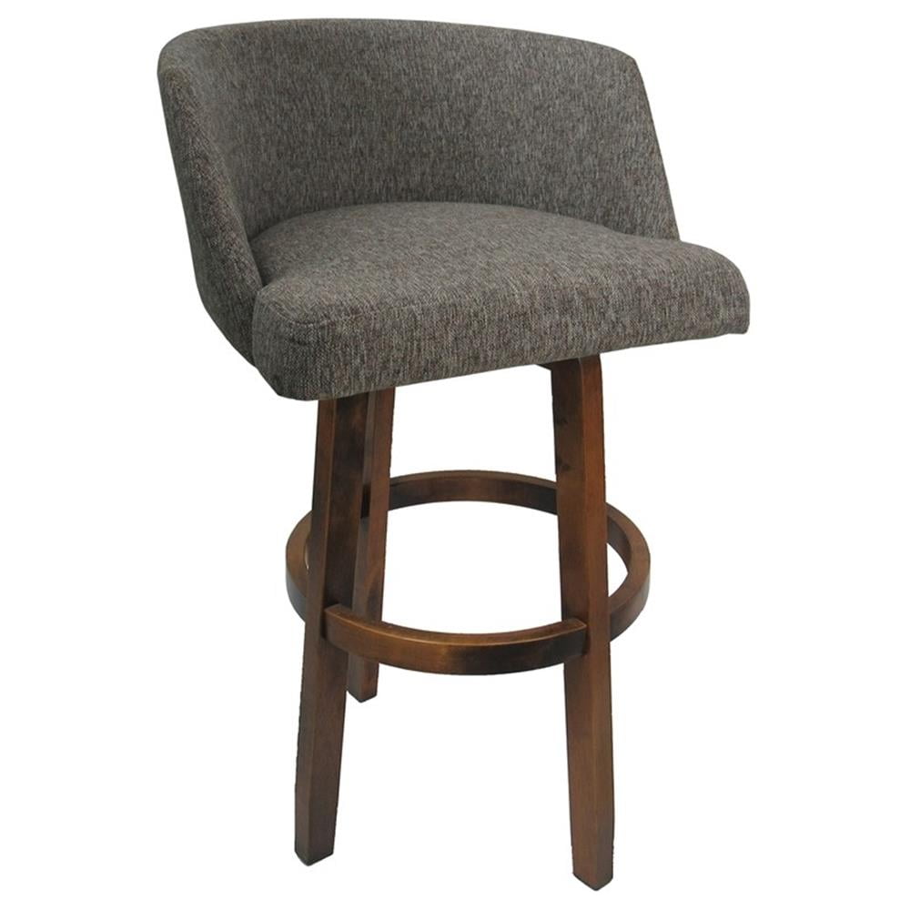 Pemberly Row Extra Tall Swivel Wood Bar Stool in Gray and Dark Moca ...