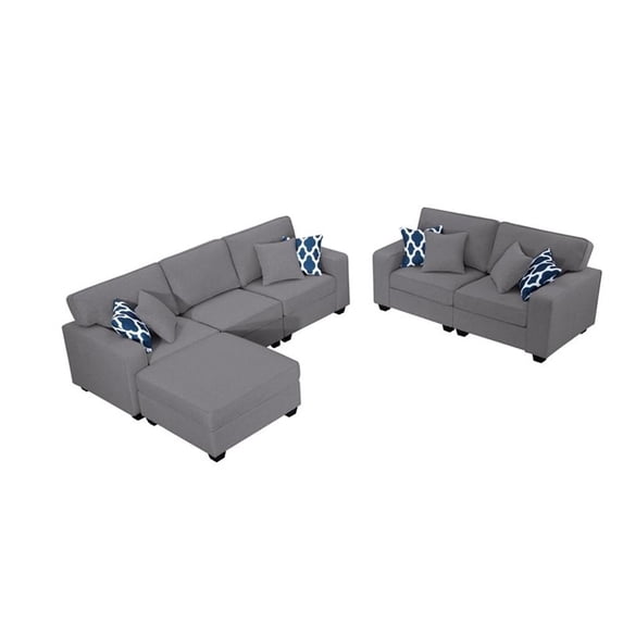Pemberly Row Fabric Flexible Combination Module Reversible Sectional ...