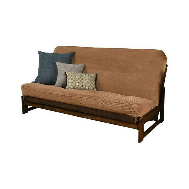Pemberly Row Fabric Full Size Futon Cover in Marmont Mocha Brown ...