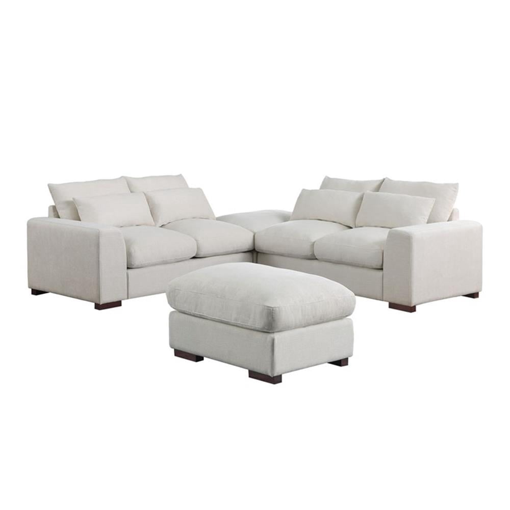 Pemberly Row Fabric Modular Sectional Sofa & Chaise w/2 Ottomans in ...