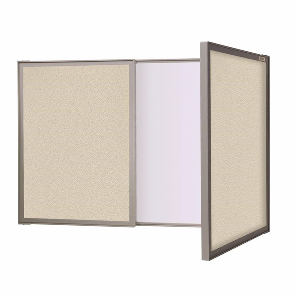 Pemberly Row Fabric PC Multi Board Cabinet with Whiteboard in Beige ...