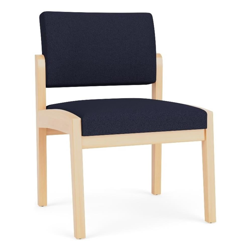 Pemberly Row Fabric Reception Armless Guest Chair in Navy/Natural ...