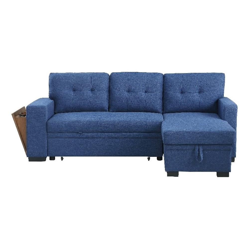 Pemberly Row Blue Fabric Reversible Storage Sleeper Sectional Sofa Bed ...
