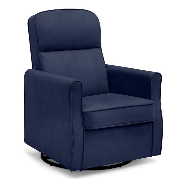 Pemberly Row Fabric Slim Nursery Glider Swivel Rocker Chair in Navy ...