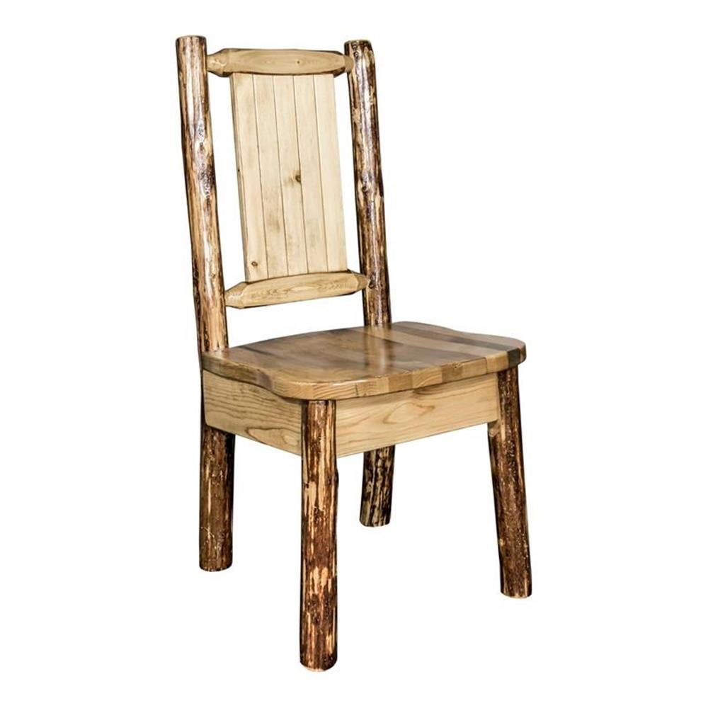 Pemberly Row Farmhouse / Country Wood Side Chair with Moose Design in ...