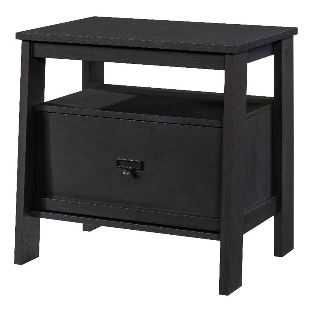 Pemberly Row Farmhouse Engineered Wood Night Stand in Raven Oak ...