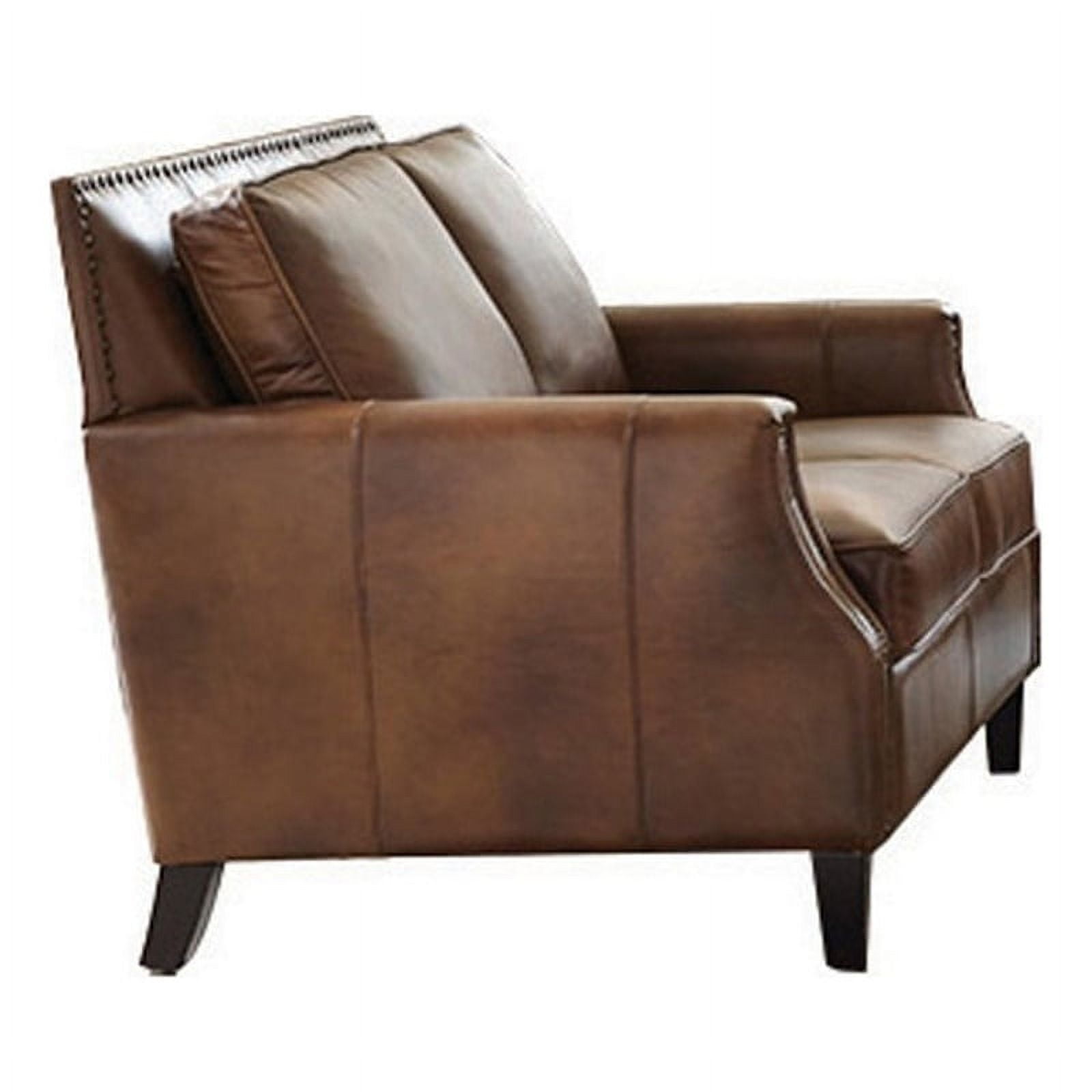 Pemberly Row Farmhouse Leather Upholstered Recessed Arms Loveseat in ...