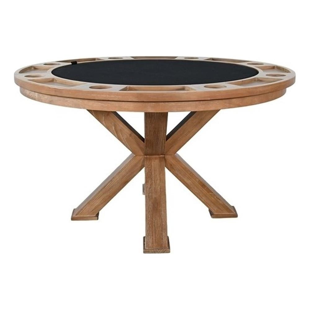 Pemberly Row Farmhouse Natural Round Jack Poker Dining Table - Walmart.com