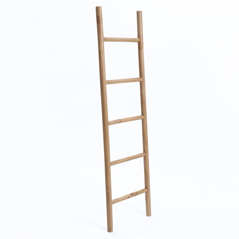 Pemberly Row Farmhouse Solid Wood Ladder with Vertical Supports in ...