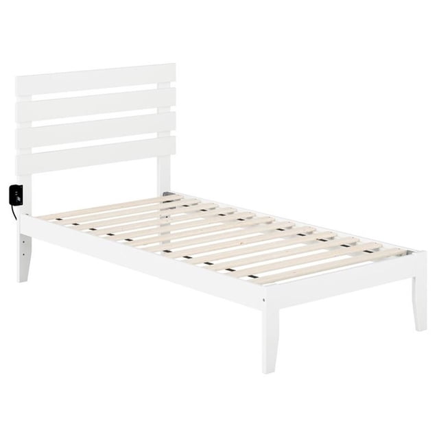 Pemberly Row Farmhouse Solid Wood Twin Bed in White Finish - Walmart ...