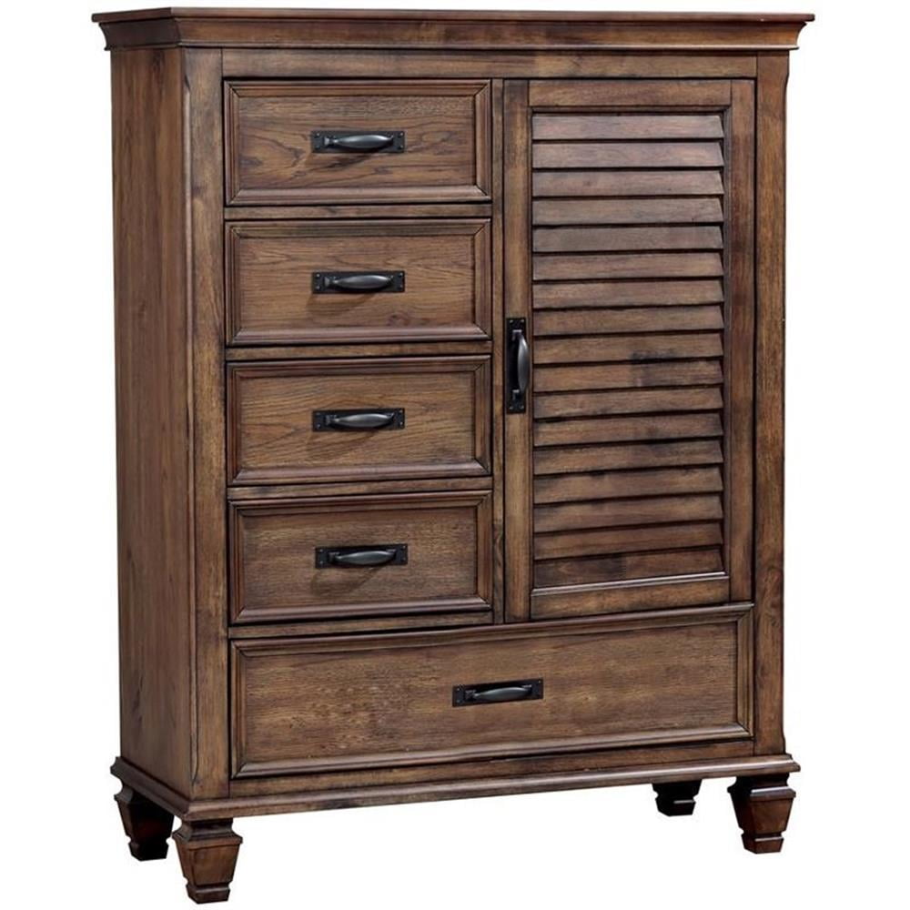 Pemberly Row Farmhouse Wood 5-Drawer Rectangular Man's Chest in Oak ...
