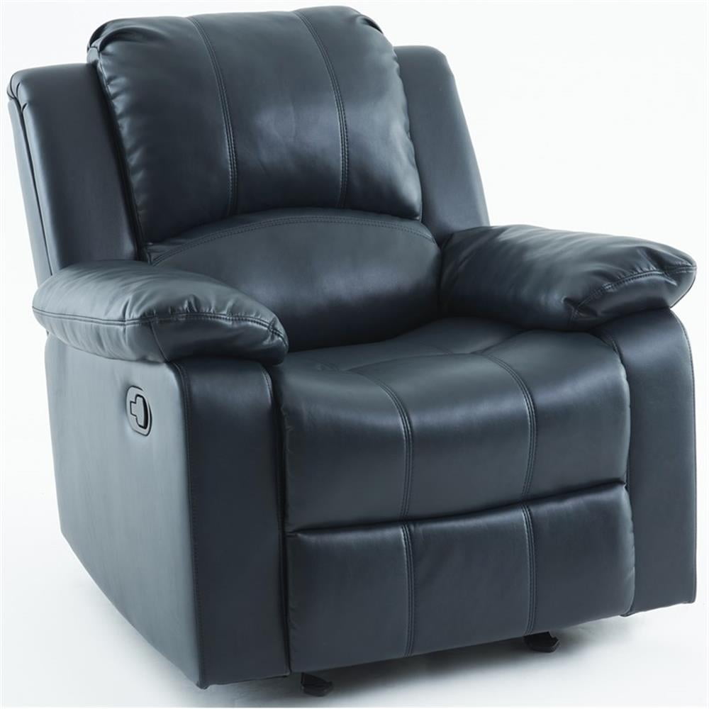 Pemberly Row Faux Leather Glider Rocker Recliner in Midnight Blue ...