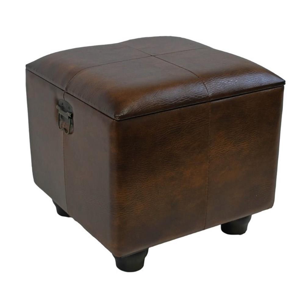 Pemberly Row Faux Leather Ottoman Trunk in Brown - Walmart.com