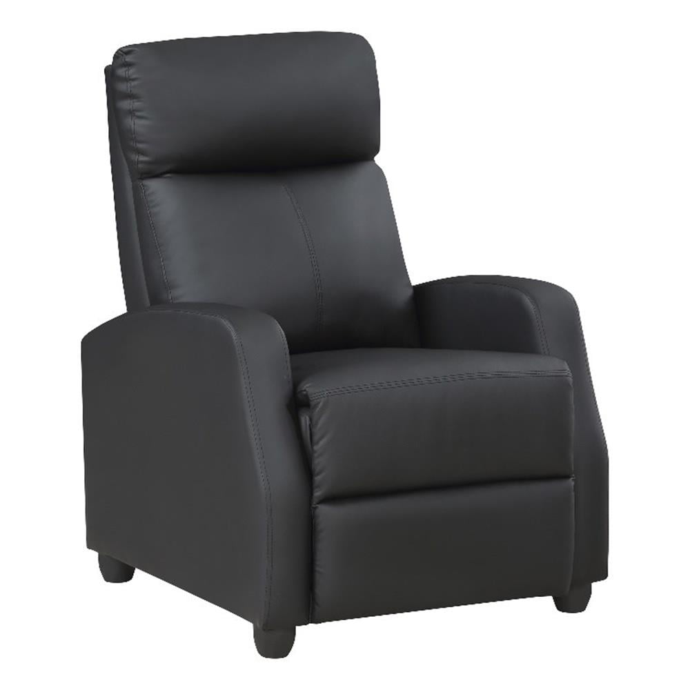 Pemberly Row Faux Leather Push Back Reclining Chair in Black - Walmart.com