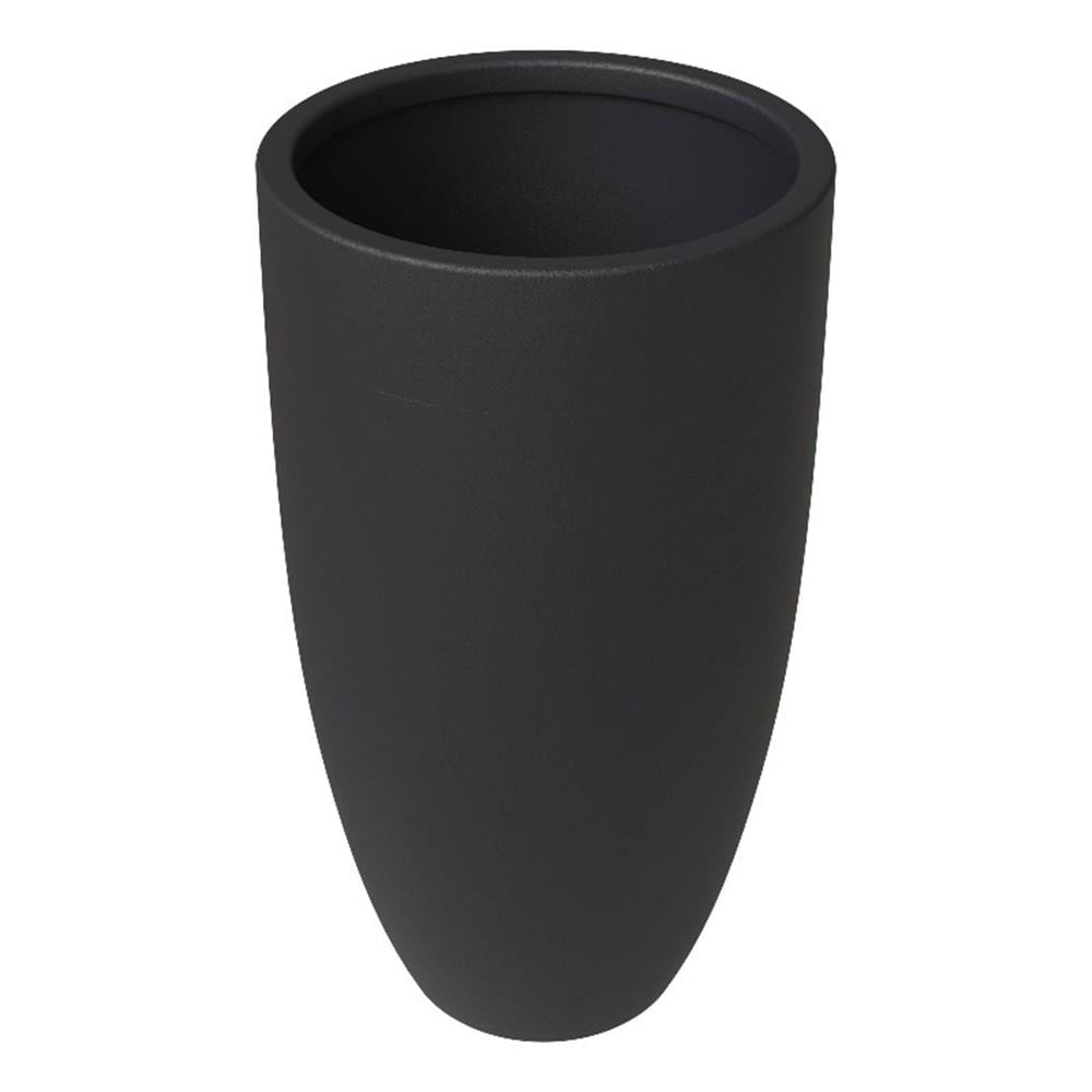 Pemberly Row Fiberstone Tapered Round Planter 32 Inch Height in Black ...