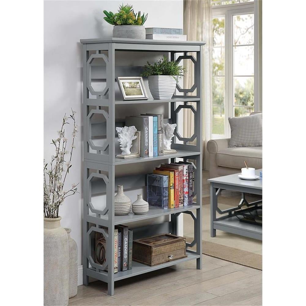 Pemberly Row Five-Tier Bookcase in Gray Wood Finish - Walmart.com