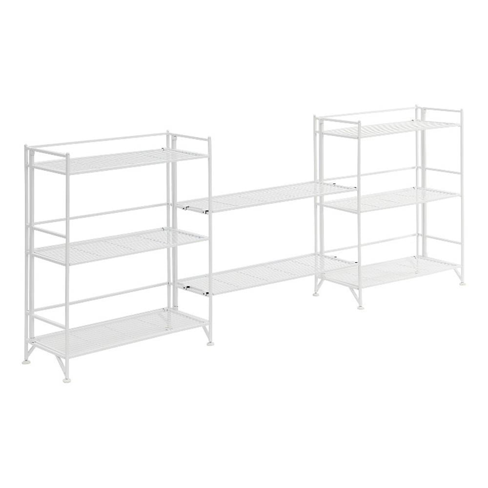 Pemberly Row Folding Shelves w/Two Deluxe Extension Shelves in White ...