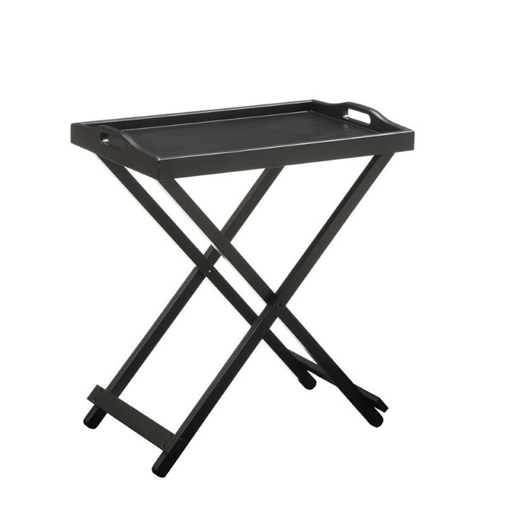 Pemberly Row Folding Tray Table, Black Finish, Solid Wood Frame ...