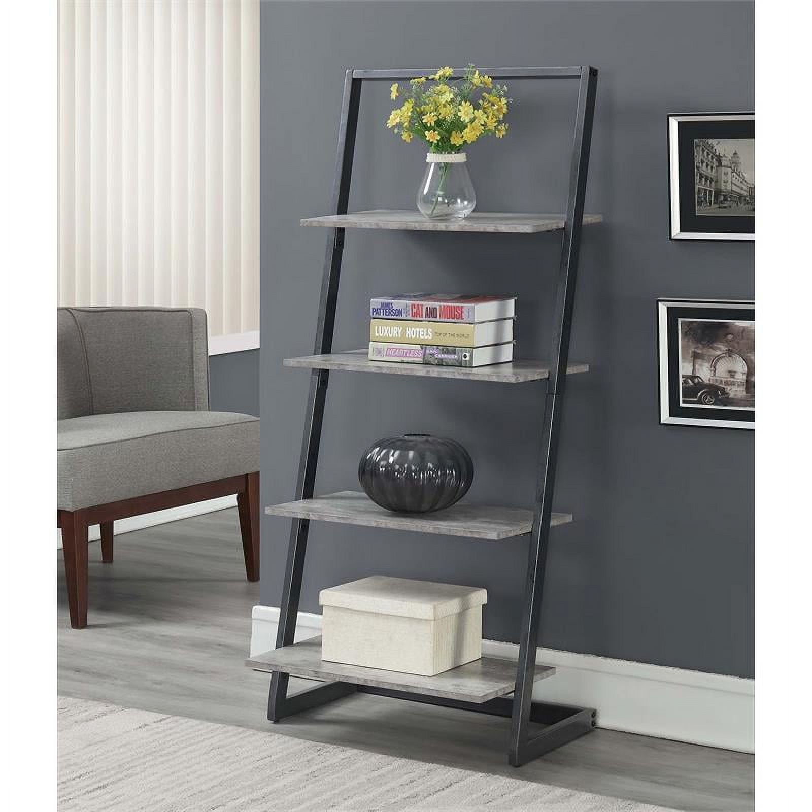Pemberly Row Four-Tier Ladder Bookcase/shelf in Gray Wood - Walmart.com