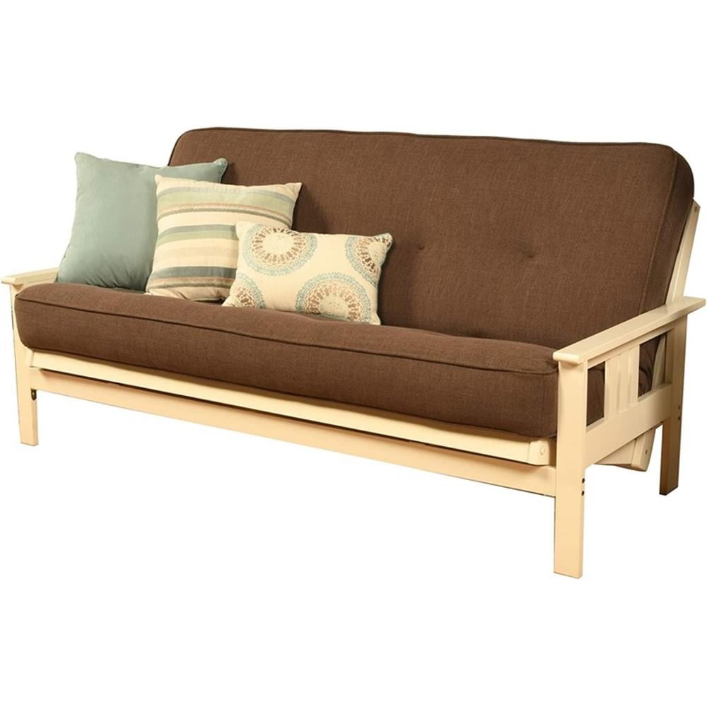 Pemberly Row Full Linen Fabric Futon Mattress in Cocoa Brown-Frame Not ...