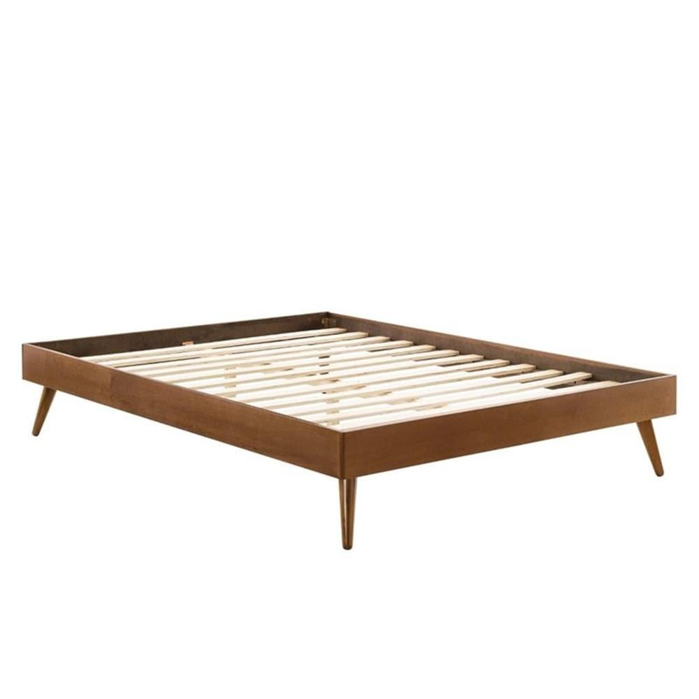 Pemberly Row Full MDF Wood and Rubberwood Platform Bed Frame in Walnut ...