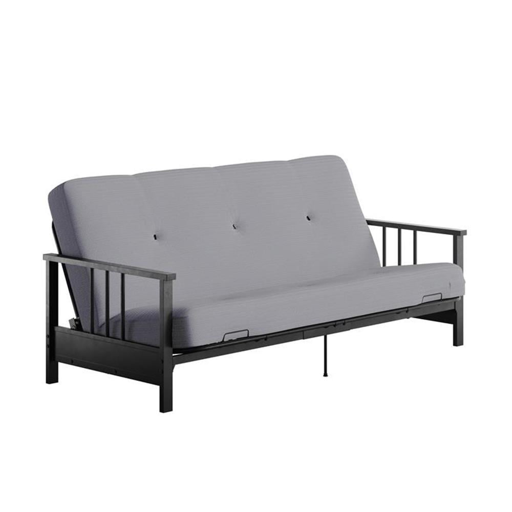 Pemberly Row Full Metal Arm Futon with 6" Thermobonded Herringbone ...