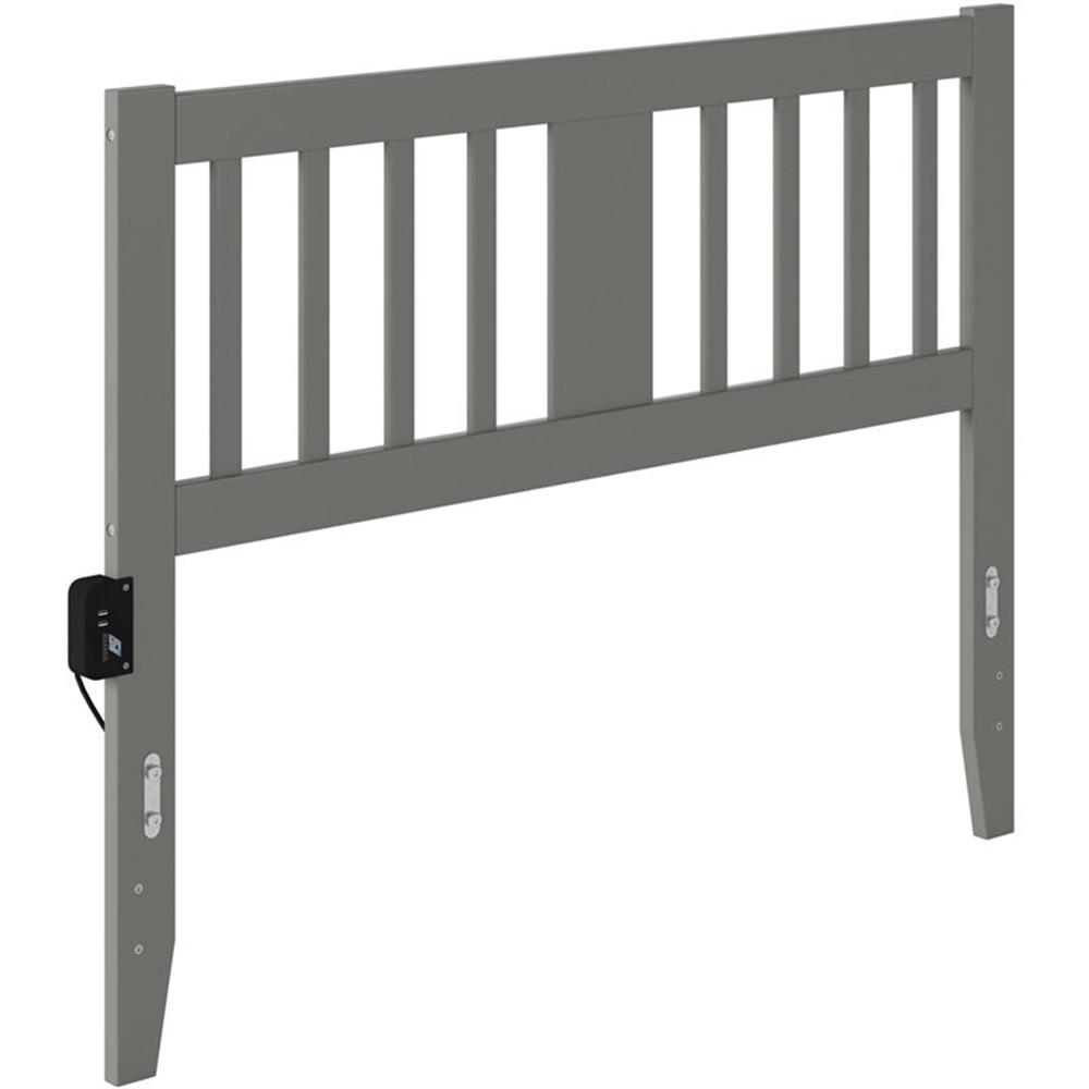 Pemberly Row Full Spindle Headboard with USB Turbo Charger in Gray ...