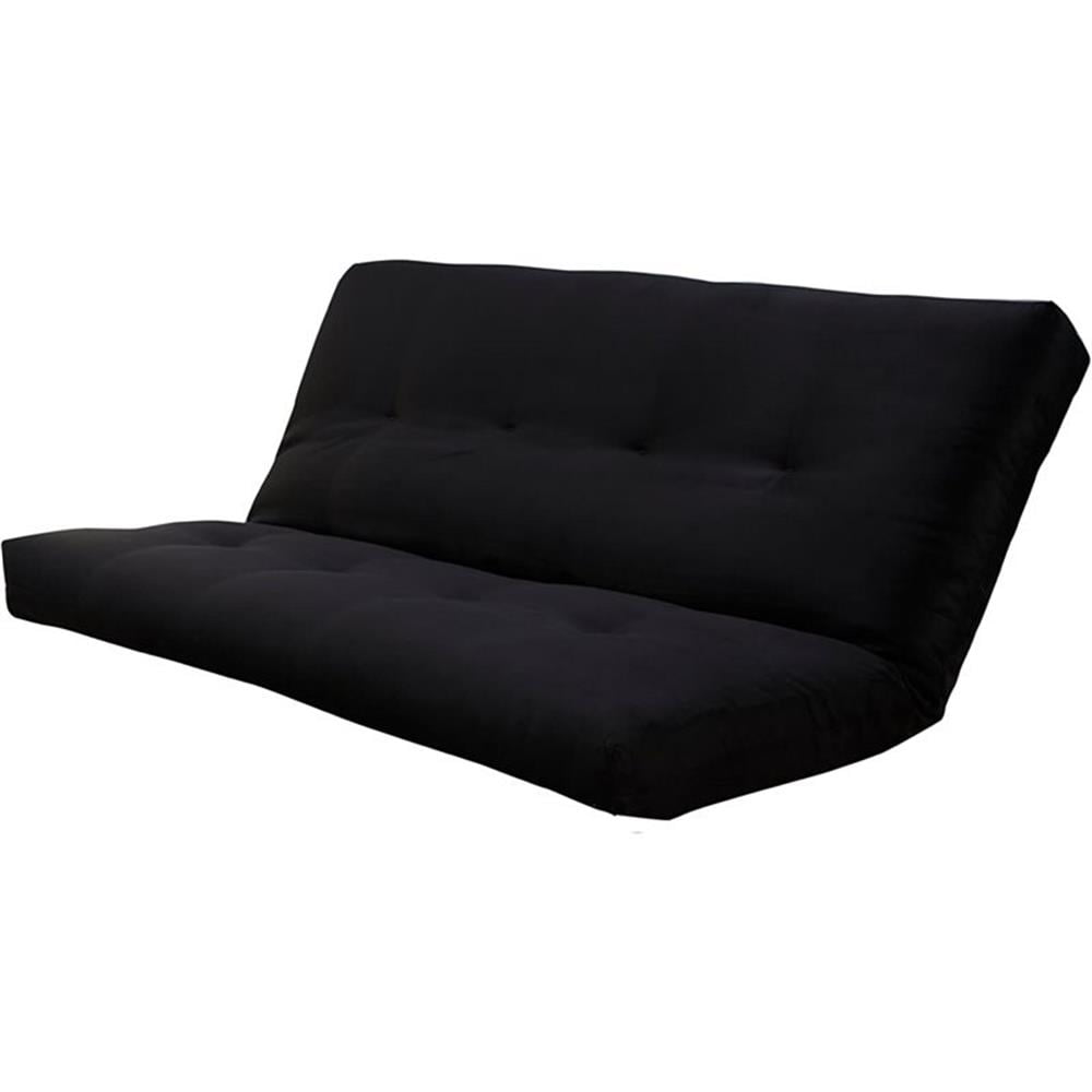 Pemberly Row Full-size Suede Fabric Futon Mattress in Black-Frame Not ...
