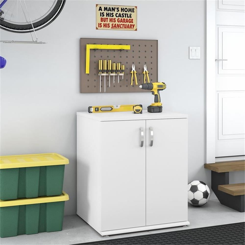 Pemberly Row Garage Storage Cabinet with Doors in White - Engineered ...