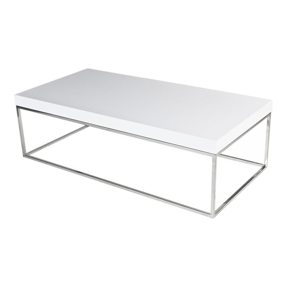 Pemberly Row Gloss Lacquer & High Polished Steel Metal Coffee Table in ...