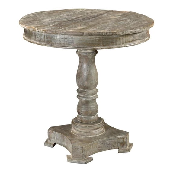 Pemberly Row Golden 30" Round Farmhouse Solid Wood Bistro Table in Gray ...