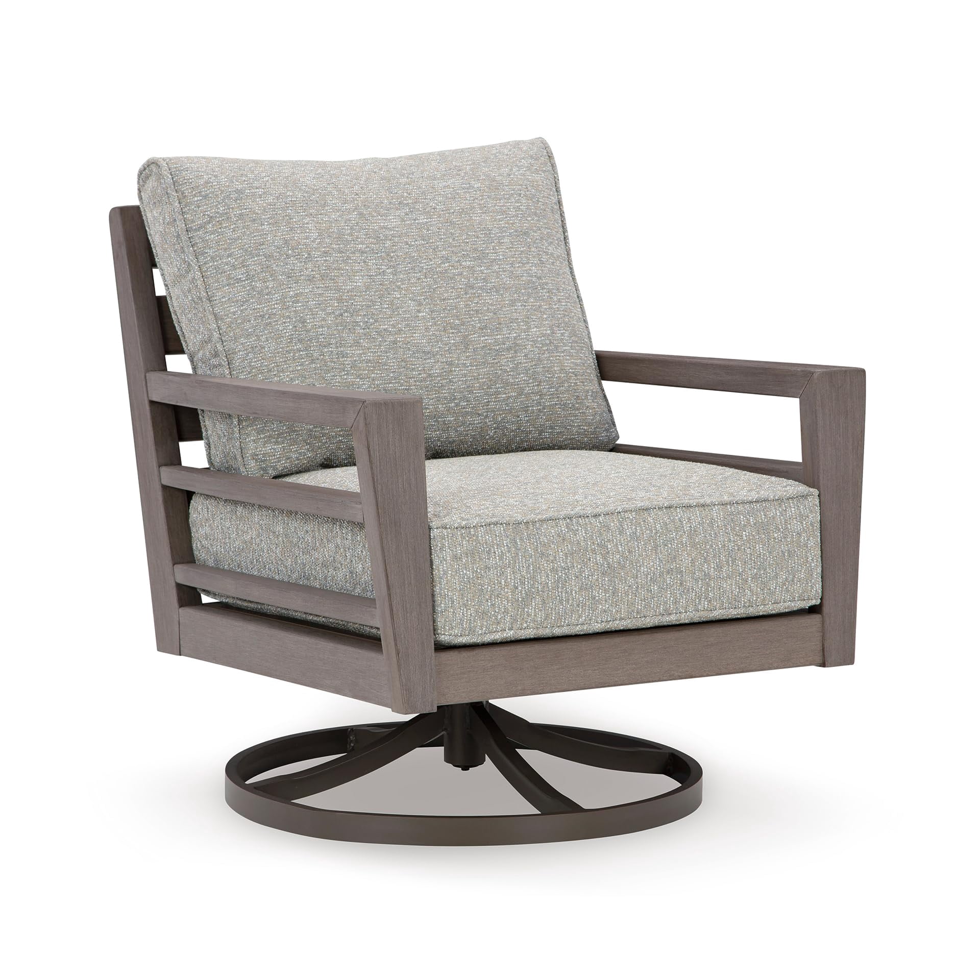 Pemberly Row Gray & Brown Outdoor Swivel Lounge with Cushion - Walmart.com