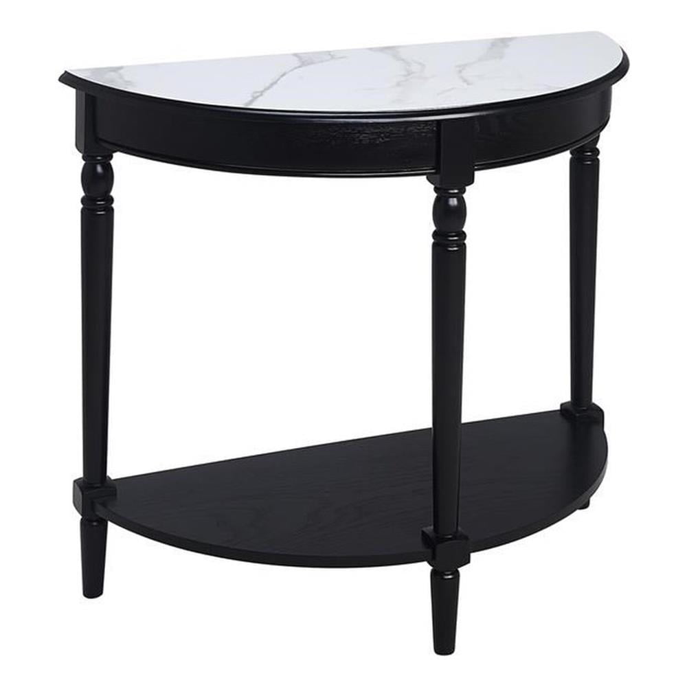 Pemberly Row Half-Round Entryway Table with Shelf in Black Wood Finish ...