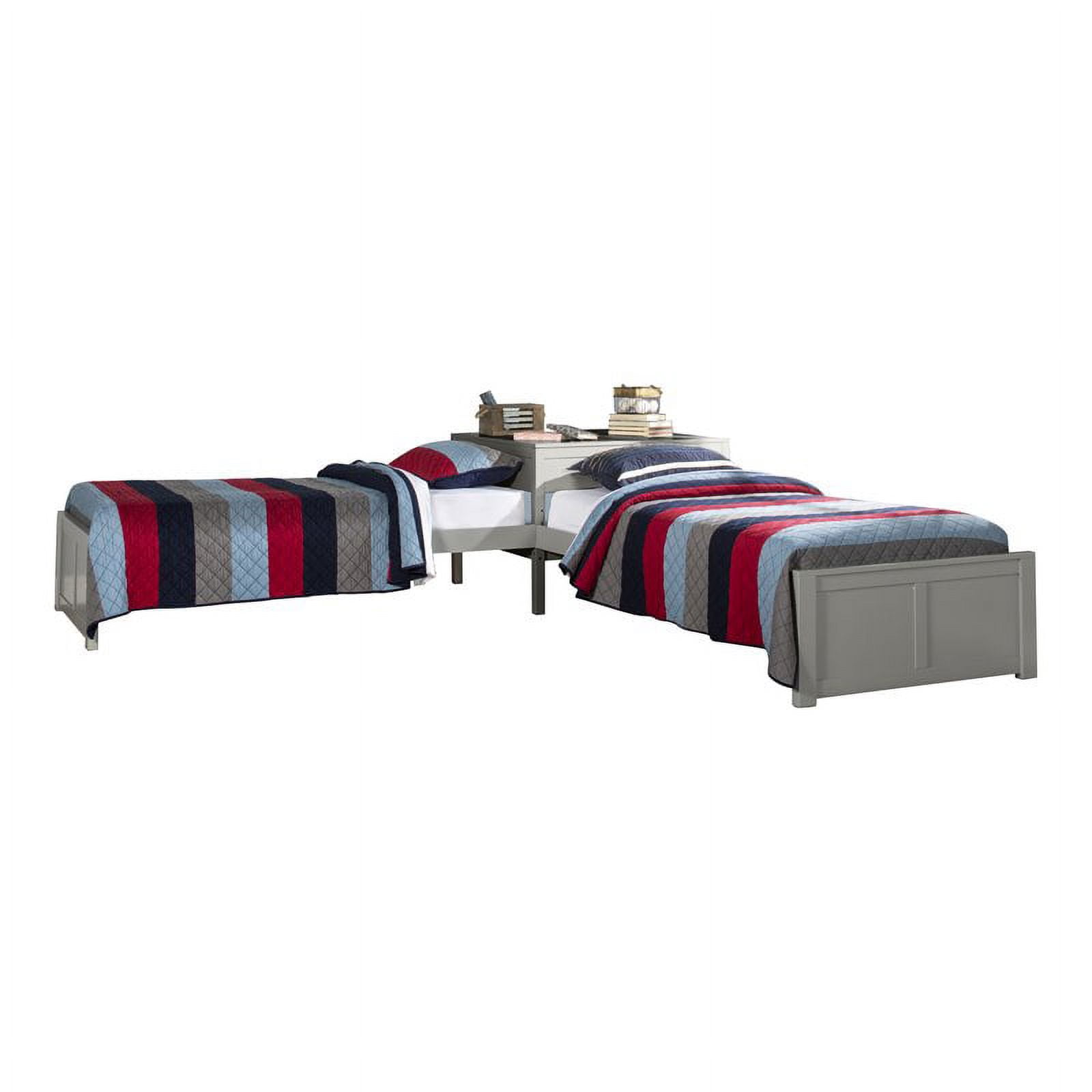 Pemberly Row Hand Crafted Contemporary Wood/Veneers L-Shape Bed in Gray ...
