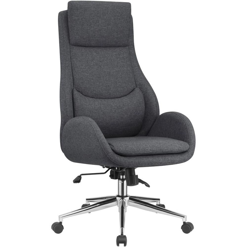 Pemberly Row High Back Fabric Upholstered Office Chair Gray and Chrome ...