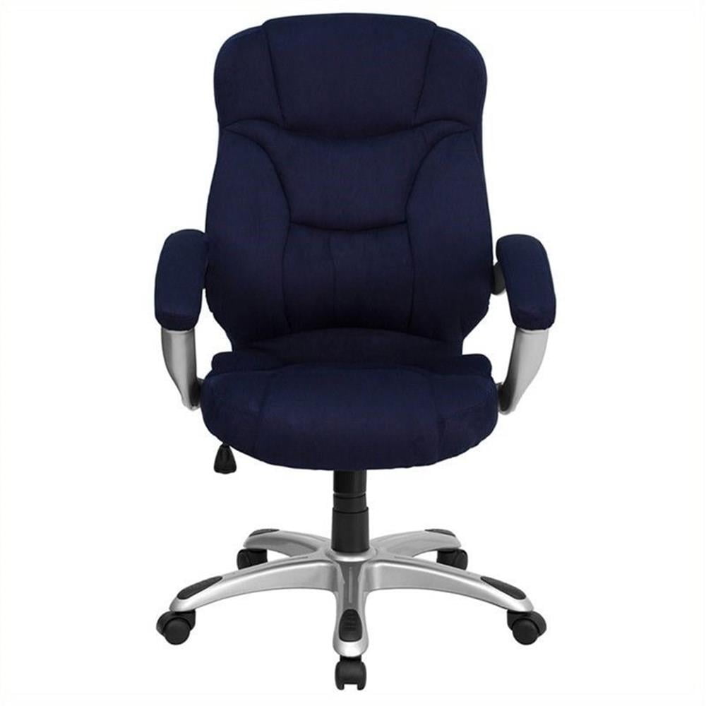 Pemberly Row High Back Microfiber Upholstered Office Chair in Navy ...