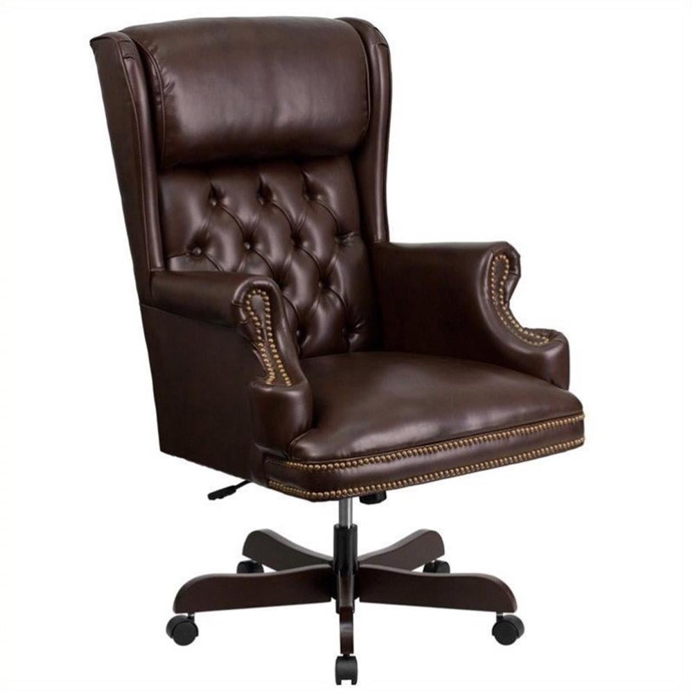 Pemberly Row High Back Upholstered Executive Office Chair in Brown ...