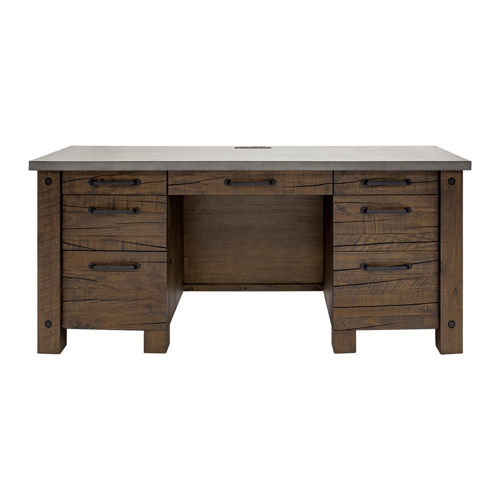 Pemberly Row Home Office Desk Writing Table Wood Credenza Brown ...