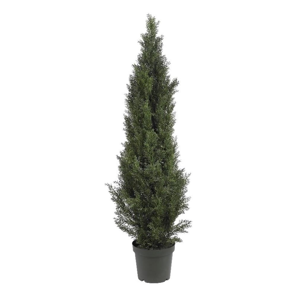 Pemberly Row Indoor/Outdoor 60" Mini Cedar Pine Tree in Green/Black ...