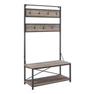 Pemberly Row 78" 4-hook Farmhouse Wood Hall Tree in Rustic Oak ...