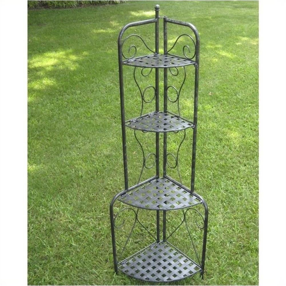 Pemberly Row Iron Folding Indoor Outdoor 4-Tier Bakers Rack - Walmart.com