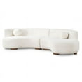 Pemberly Row Ivory Fabric Upholstery Sectional Sofa with Retro Curves ...