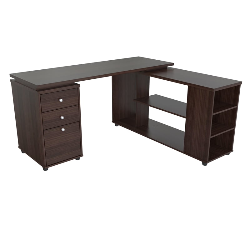 Pemberly Row L-Shaped Computer Desk in Espresso - Walmart.com