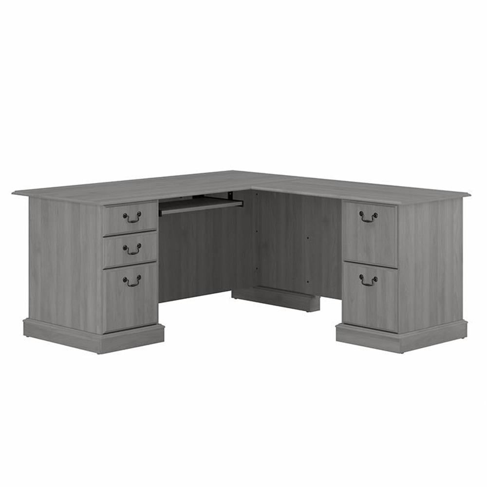 Pemberly Row L Shaped Computer Desk with Drawers in Gray - Engineered ...