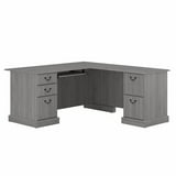Pemberly Row L Shaped Computer Desk with Drawers in Gray - Engineered ...