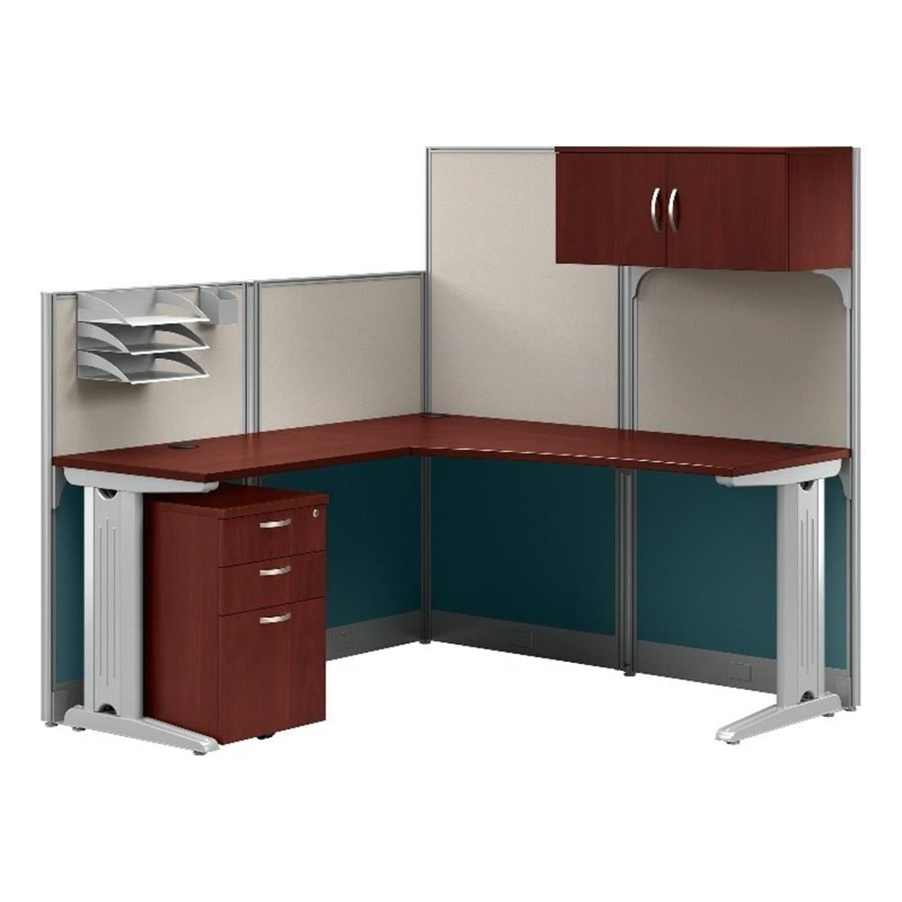 Pemberly Row L- Shaped Cubicle Desk Set in Hansen Cherry - Engineered ...